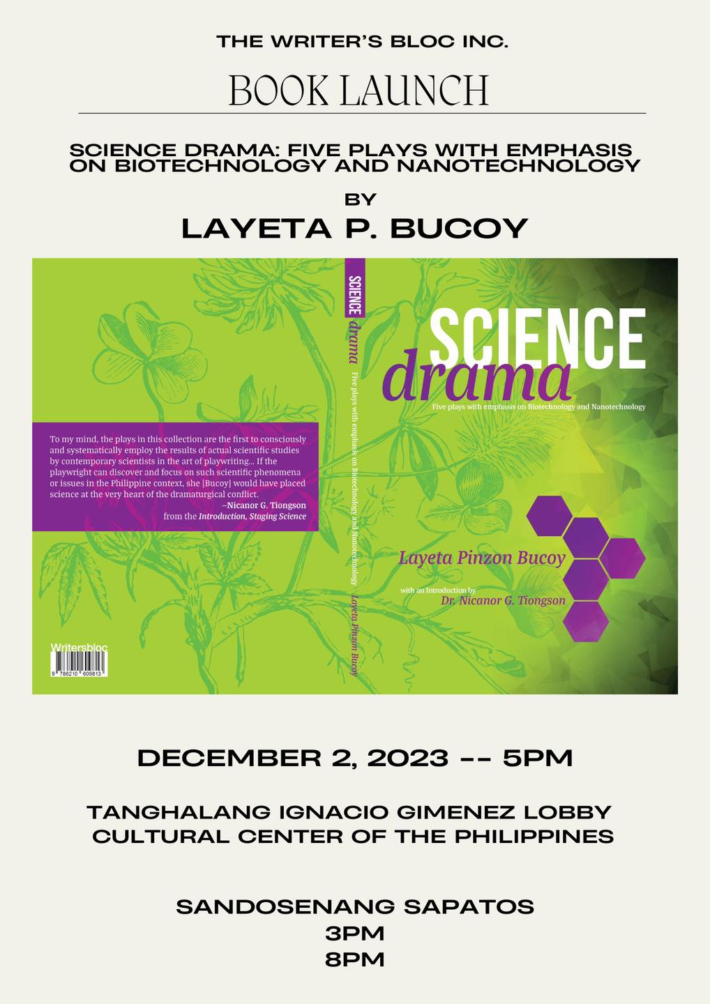 Book Launch and Reading: Layeta P. Bucoy’s Science Drama – Olive Nieto